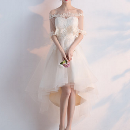 Banquet Evening Dress Word Shoulder Short Back Long Bridesmaid Dress Is ...