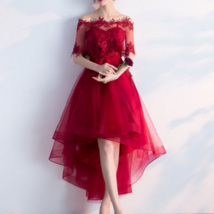 Banquet Evening Dress Word Shoulder Short Back Long Bridesmaid Dress Is ...