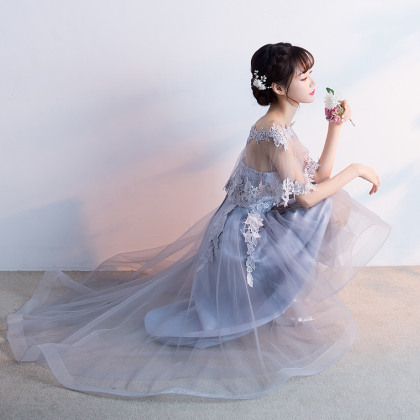 Banquet Evening Dress Word Shoulder Short Back Long Bridesmaid Dress Is ...