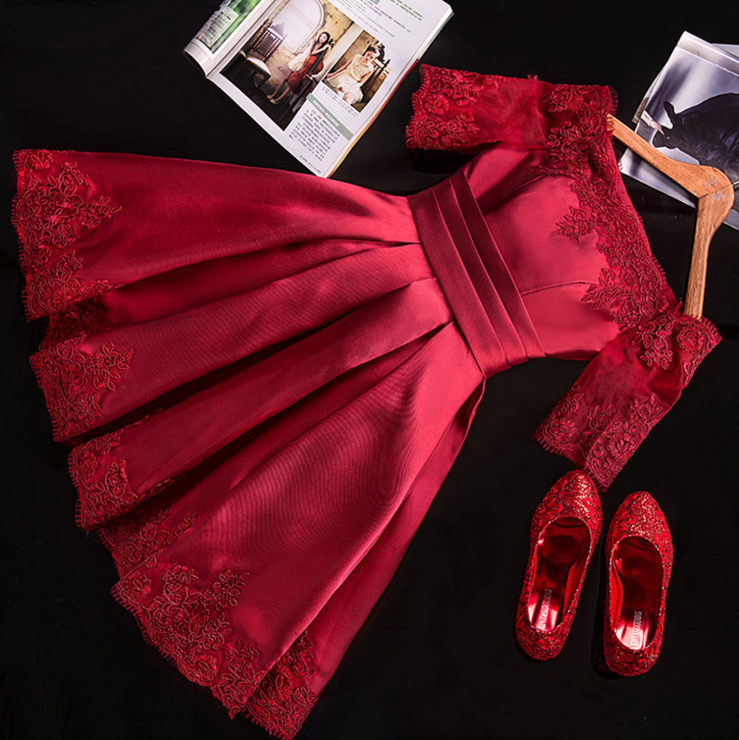 Bride Wedding Toast Clothes A Small Dress With A Short Sailor Suit Red ...