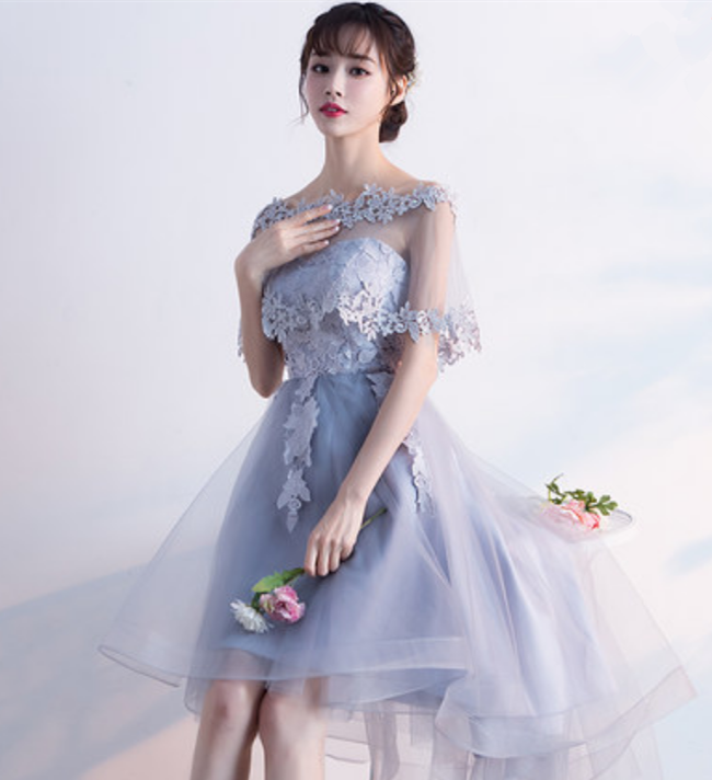 Banquet Evening Dress Word Shoulder Short Back Long Bridesmaid Dress Is ...